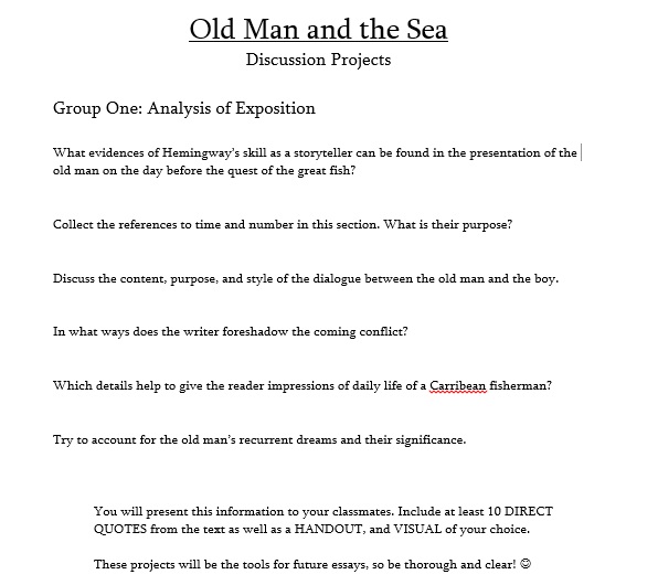 Old Man and the Sea Projects | Miss Donnelly's Daily Apple