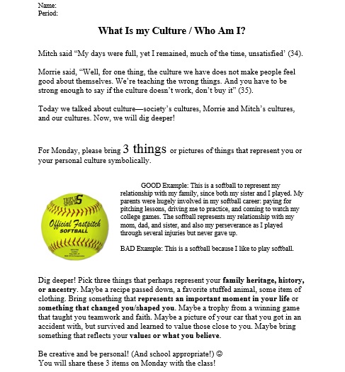 Who Am I/My Culture Assignment | Miss Donnelly's Daily Apple